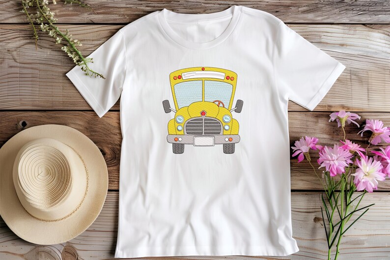 School Bus Embroidery Design, School Bus Machine Embroidery, Bus Lover ...