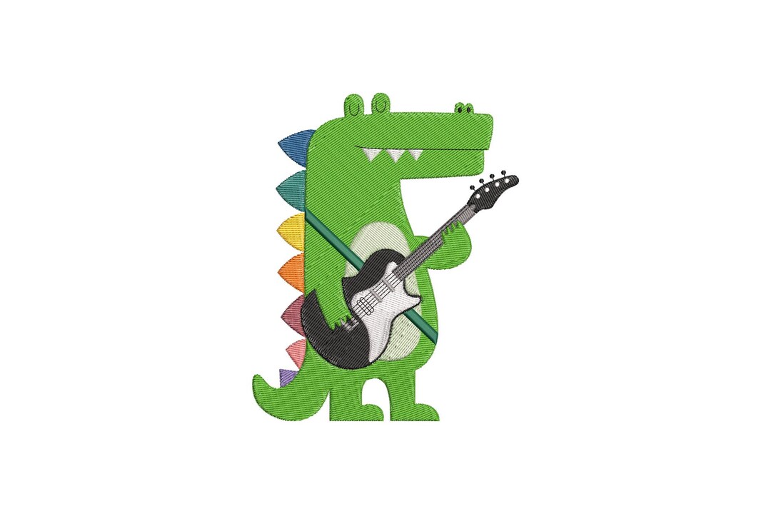 Croco Rock Embroidery Design, Funny Crocodile Rock Machine Embroidery ...