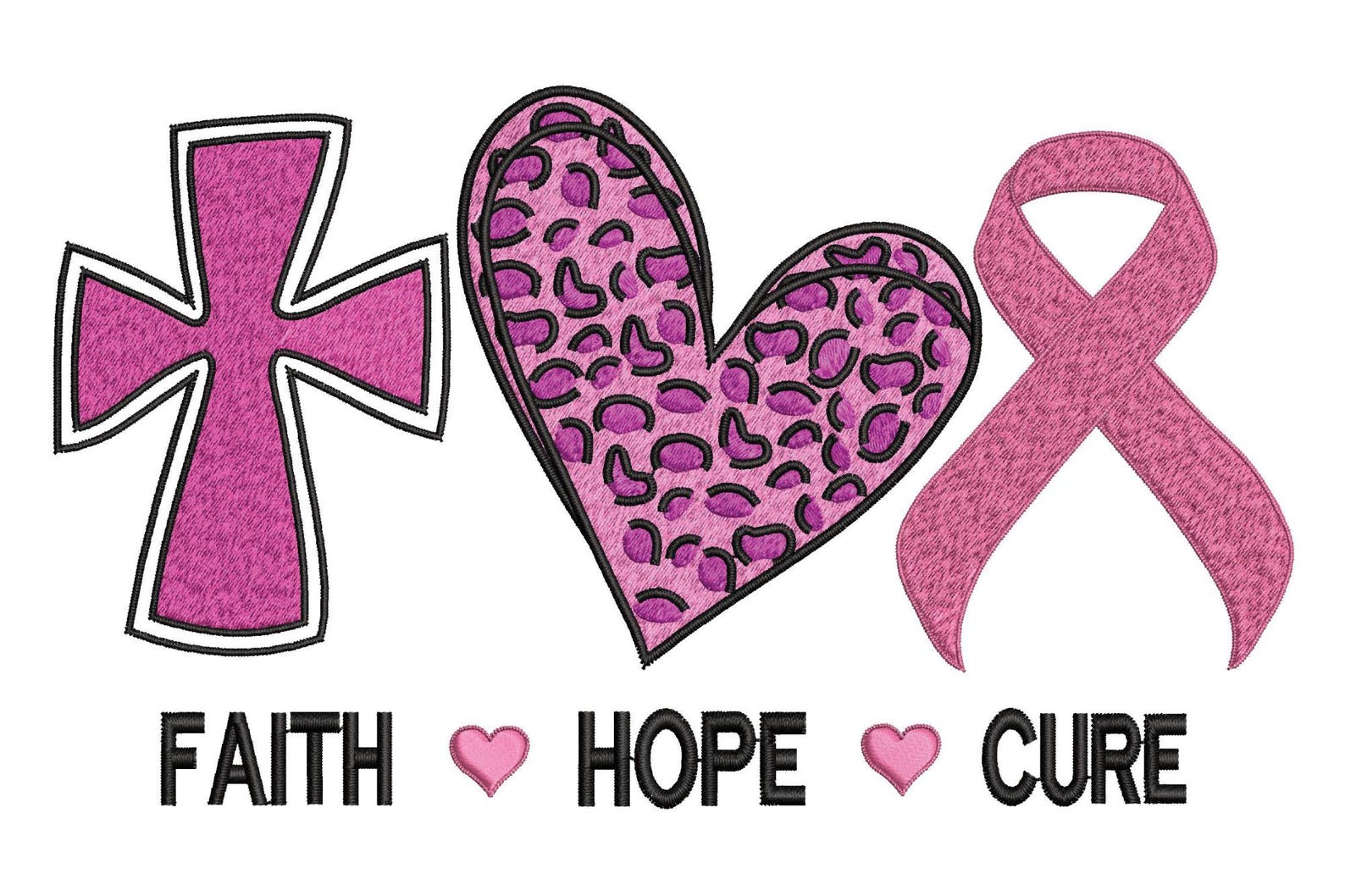 Faith Hope Cure Breast Cancer Awareness Embroidery Design Breast Cancer ...