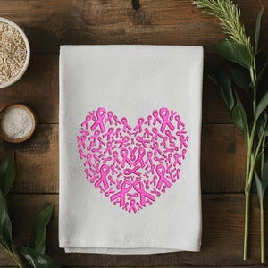 Heart Shape Breast Cancer Awareness Embroidery Design - Pink Ribbon ...