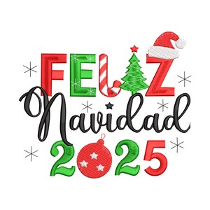 Feliz Navidad Christmas Embroidery Design, Feliz Navidad Embroidery ...