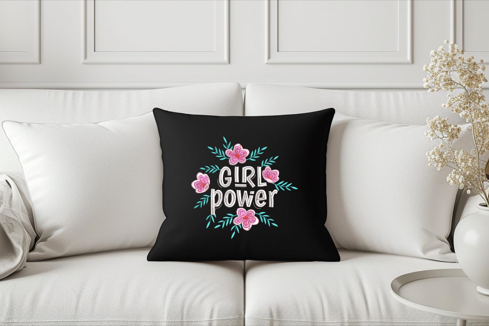 Floral Girl Power Embroidery Design, Girl Power Machine Embroidery, 4 ...