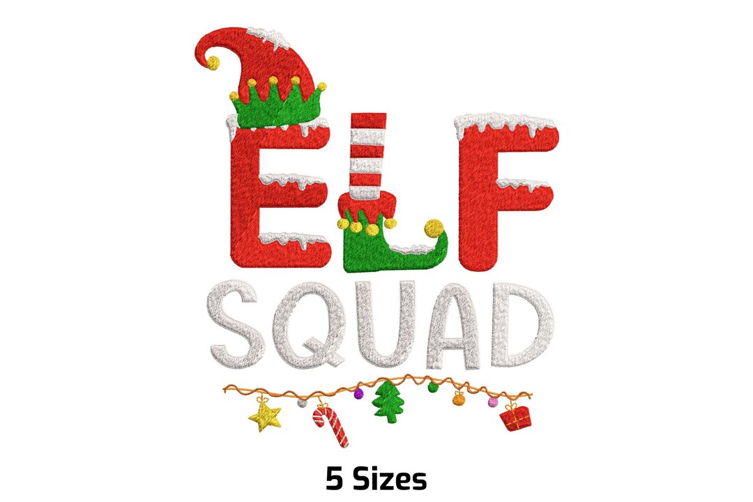 Elf Squad Christmas Embroidery Design Elf Squad Embroidery Design ...