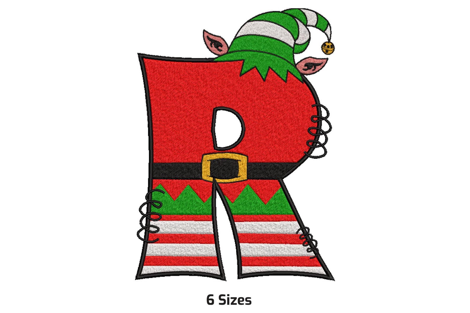 Elf Letter R Christmas Embroidery Design Elf Letter R Embroidery Design ...