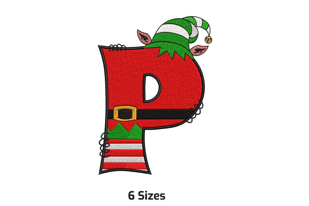 Elf Letter P Christmas Embroidery Design Elf Letter P Embroidery Design ...