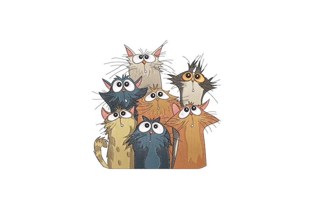 Crazy Cats Embroidery Design, Funny Cats Machine Embroidery, Cats Lover ...