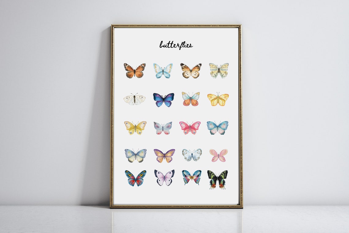 Watercolor Insect Alphabet Chart for Nursery Printable Educational ...