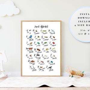 Printable Watercolor Insect Alphabet Chart Instant Download Educational ...
