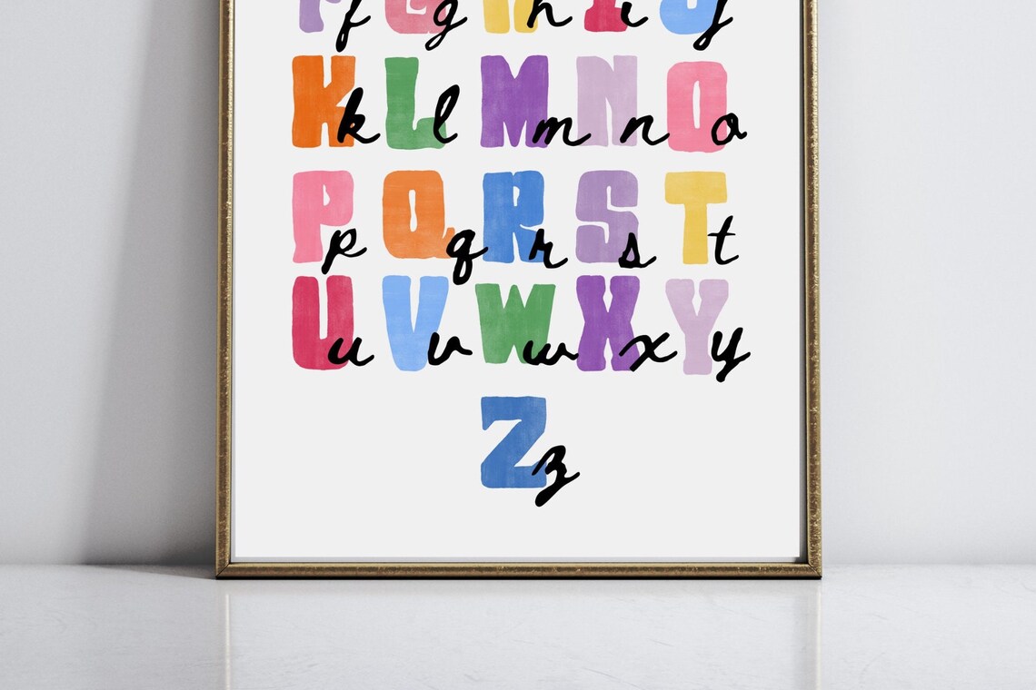 Fun Classroom Wall Art, Printable Alphabet Chart, Rainbow School Room ...