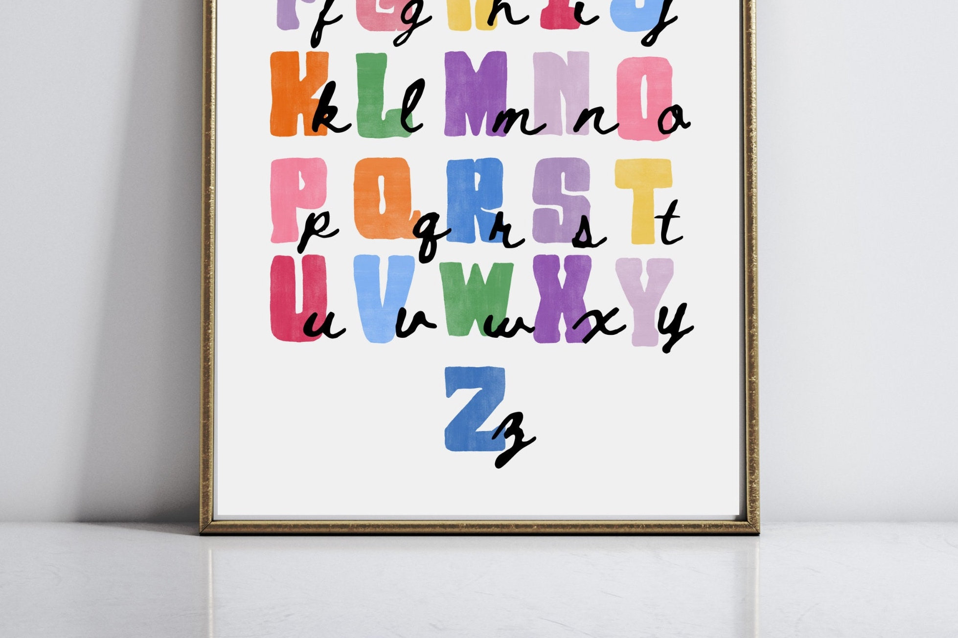 Fun Classroom Wall Art, Printable Alphabet Chart, Rainbow School Room ...