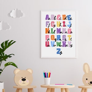 Fun Classroom Wall Art, Printable Alphabet Chart, Rainbow School Room ...