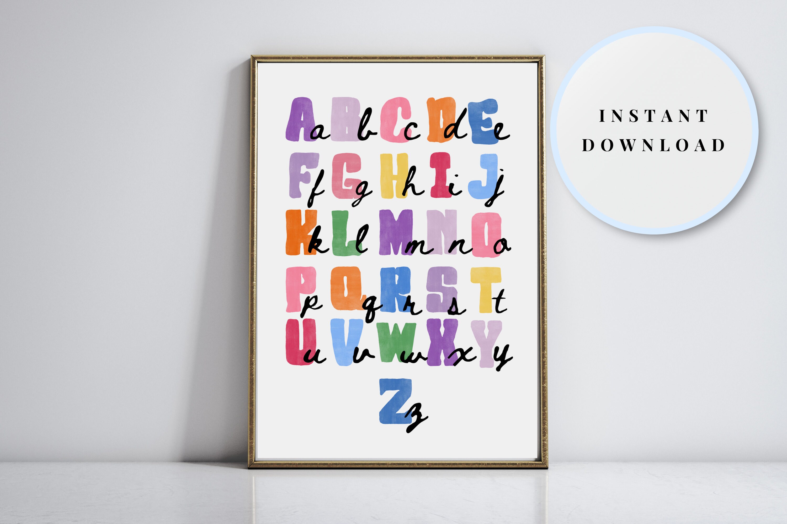 Fun Classroom Wall Art, Printable Alphabet Chart, Rainbow School Room ...