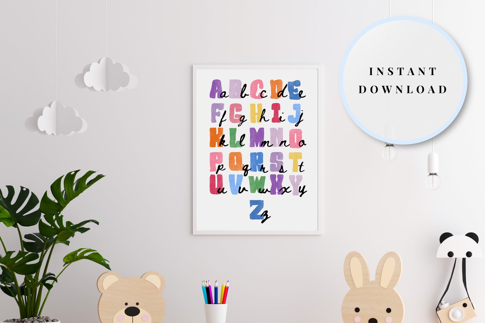 Fun Classroom Wall Art, Printable Alphabet Chart, Rainbow School Room ...