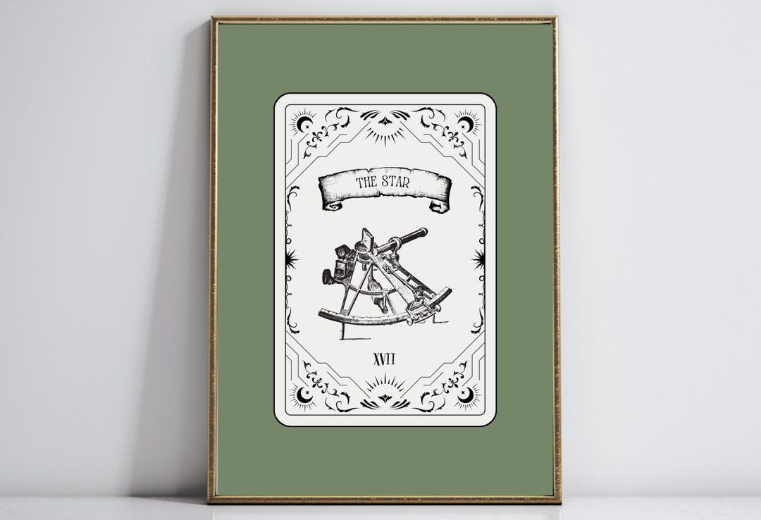 Sextant Etching Digital Art Printable, the Star Tarot Card Wall Art ...