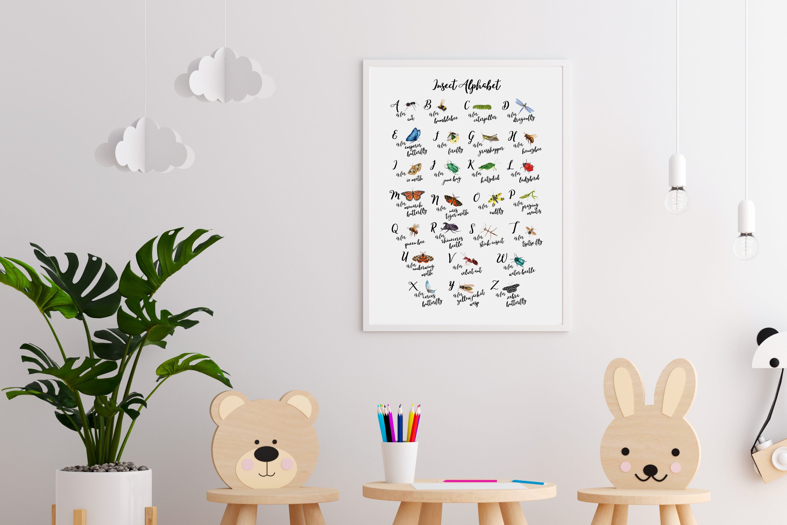 Printable Watercolor Insect Alphabet Chart Instant Download Educational ...