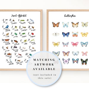 Printable Watercolor Insect Alphabet Chart Instant Download Educational ...