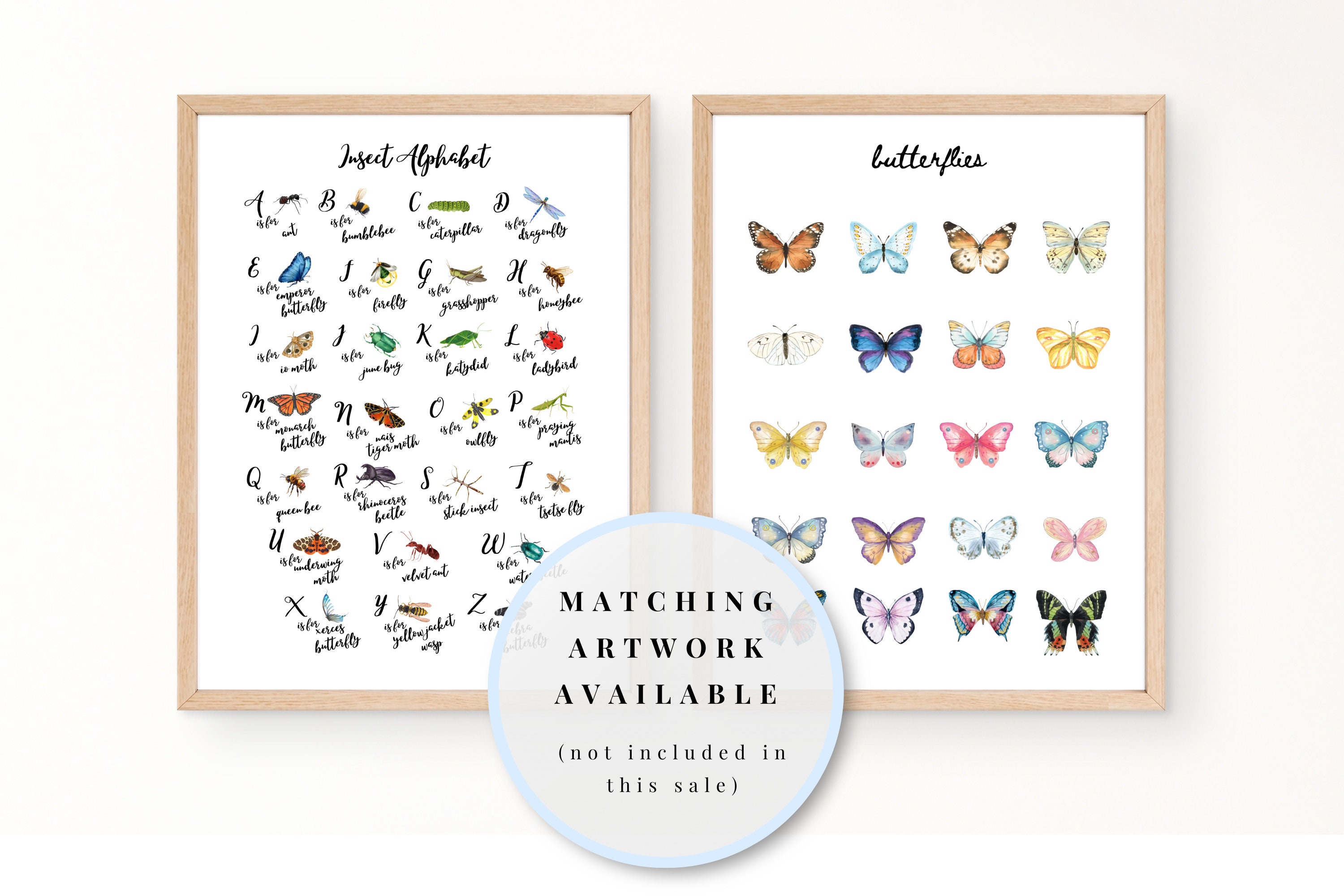 Printable Watercolor Insect Alphabet Chart Instant Download Educational ...