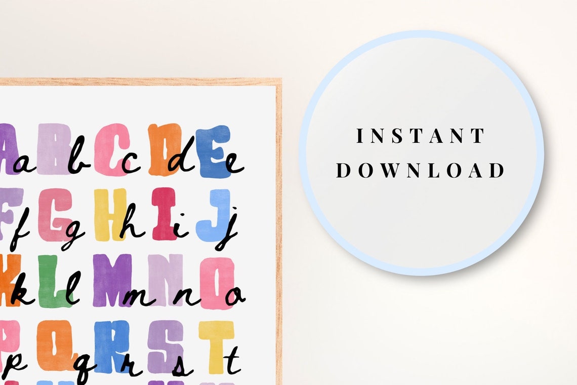 Fun Classroom Wall Art, Printable Alphabet Chart, Rainbow School Room ...