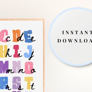 Fun Classroom Wall Art, Printable Alphabet Chart, Rainbow School Room ...