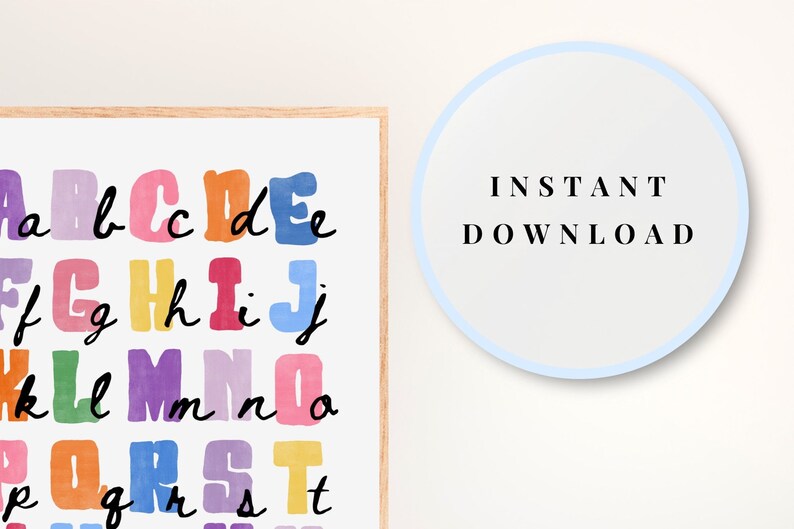 Fun Classroom Wall Art, Printable Alphabet Chart, Rainbow School Room ...