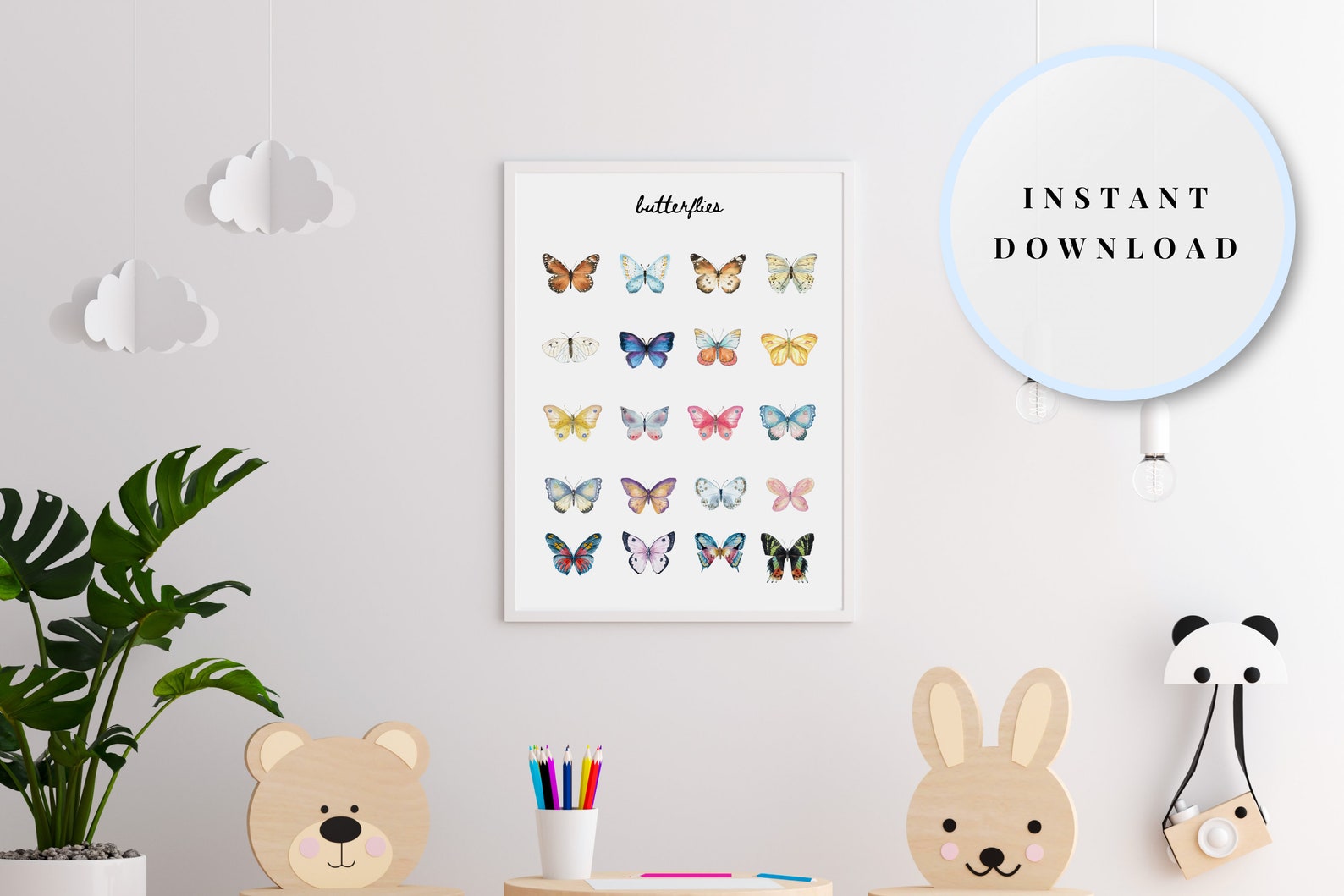 Watercolor Insect Alphabet Chart for Nursery Printable Educational ...