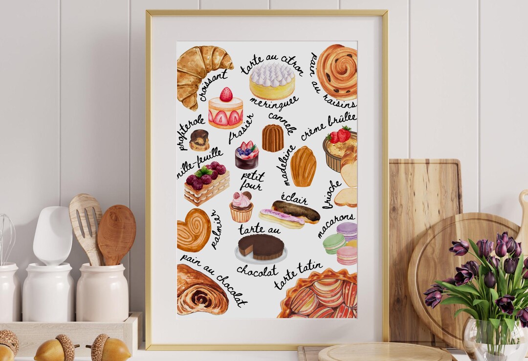 French Pastry Kitchen Print Printable Food Art French Patisserie Baking ...