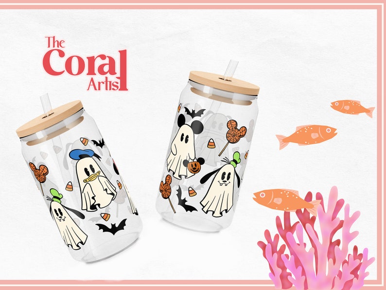 Animal Gang Ghosts Sublimation PNG Transfer File UVDTF Cup Wrap, Libbey 16oz Beer Glass Tumbler ...