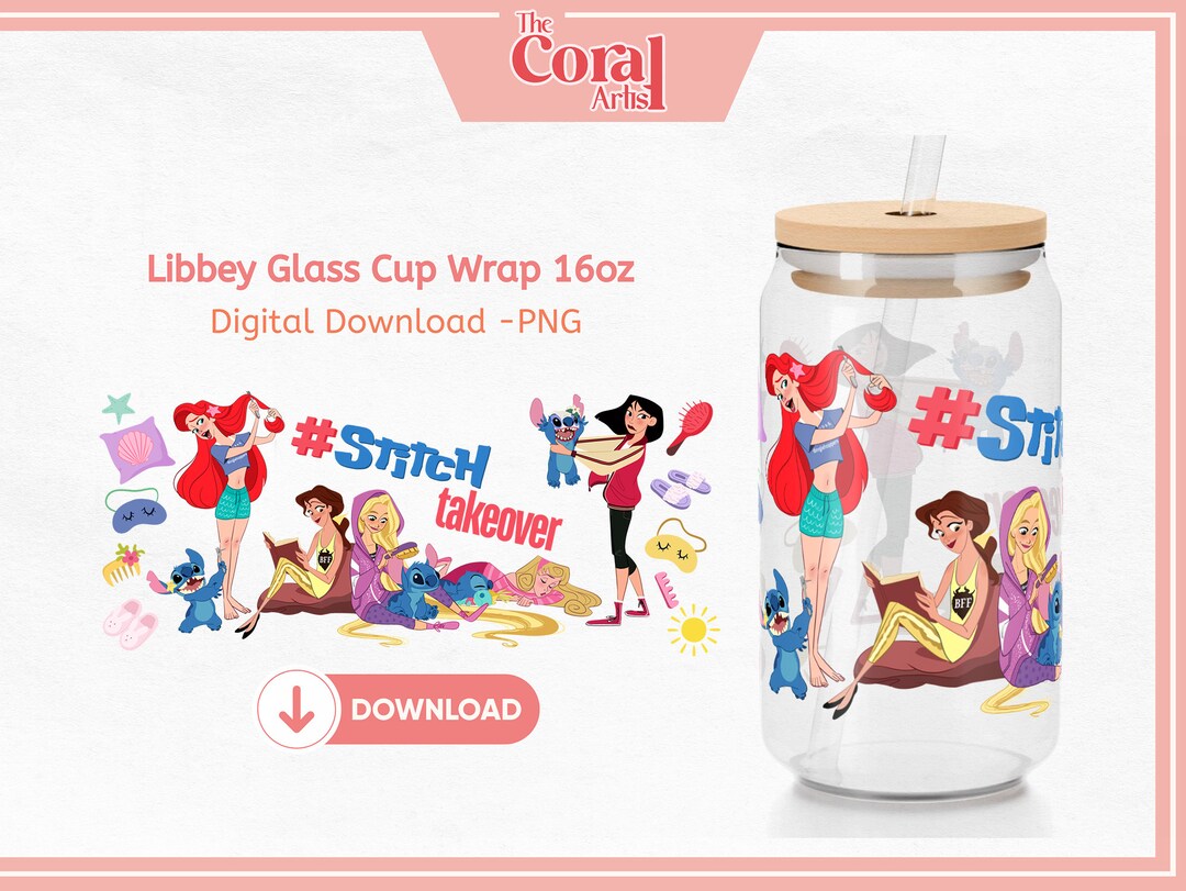 Princess Slumber Blue Alien Party PNG UVDTF 16oz Cup Wrap for Libbey ...