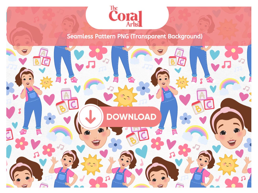 Rachel TV Kids Show Intern PNG Seamless Pattern for Tumblers ...