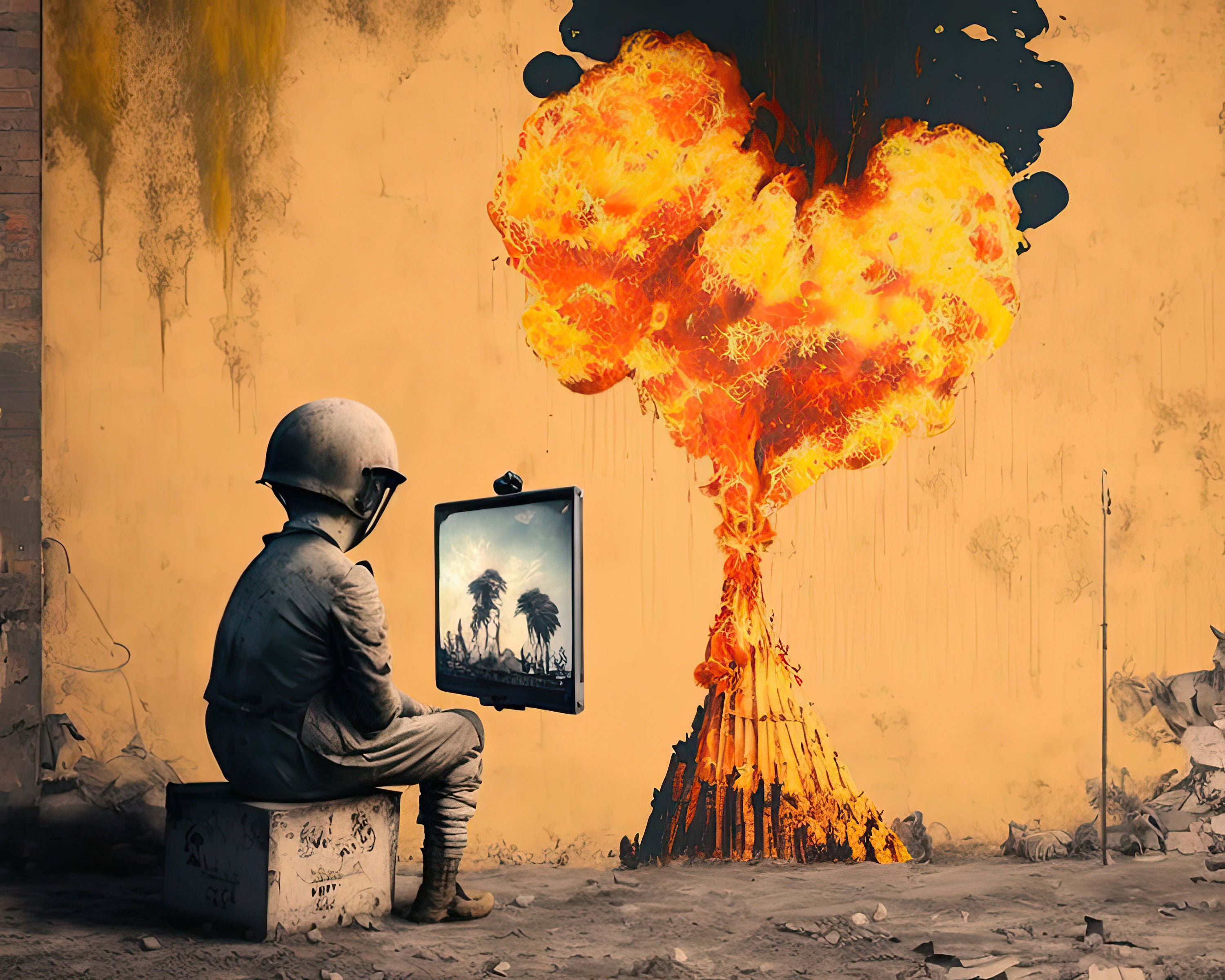 Banksy Street Graffiti Stencil Art the Apocalypse Will Be Televised ...