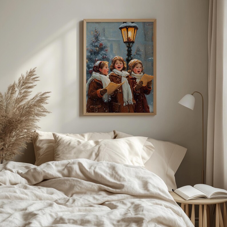 Children Singing Christmas Carols Norman Rockwell Style Holiday Wall ...