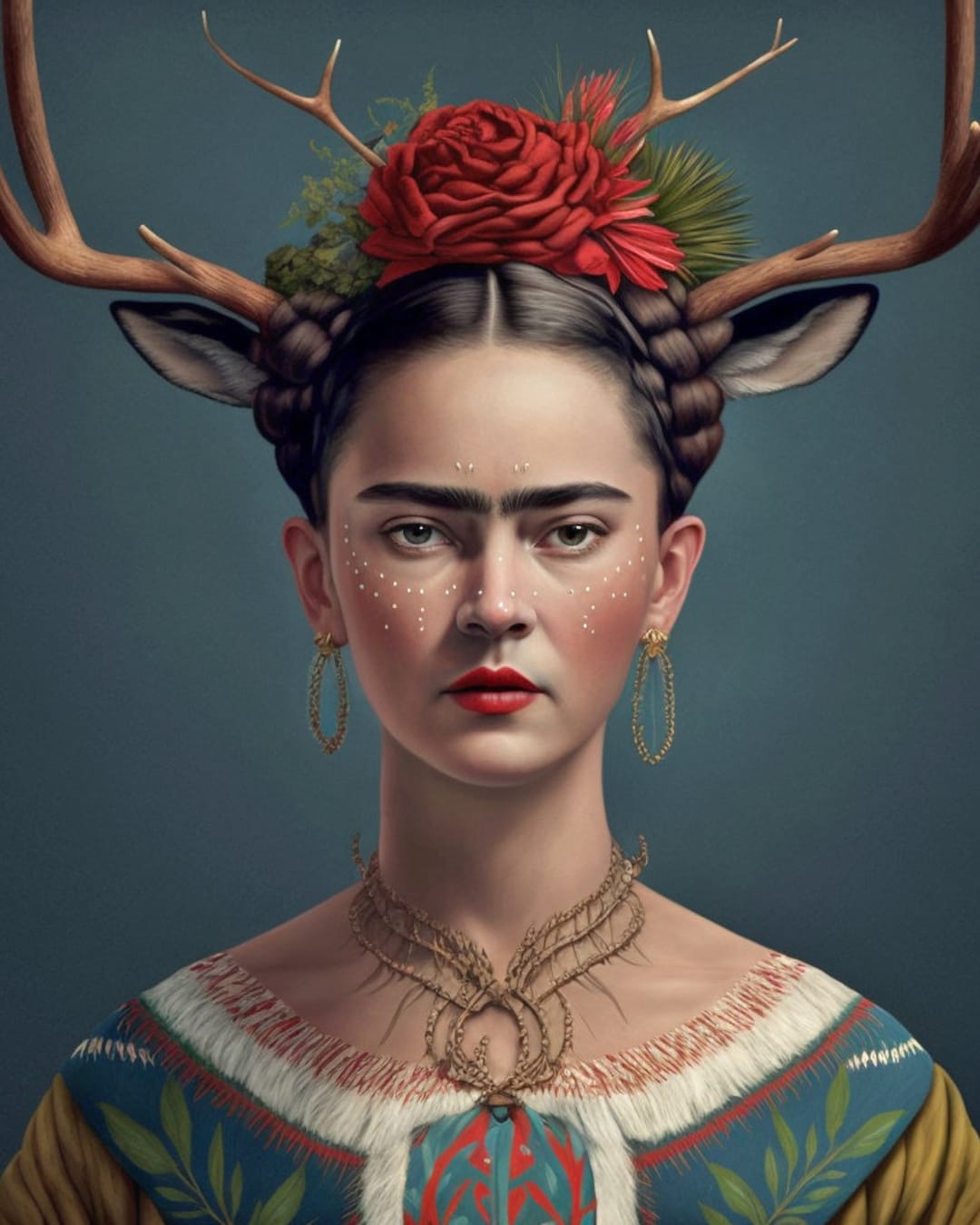 Mexico Artist Frida Kahlo Self Portrait as Hunted Deer Animal Surreal ...