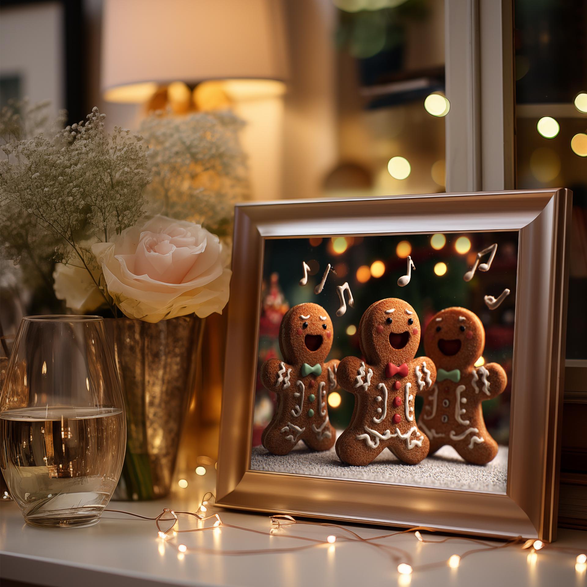 Mary Engelbreit Style Singing Gingerbread Man Choir Christmas Holiday ...