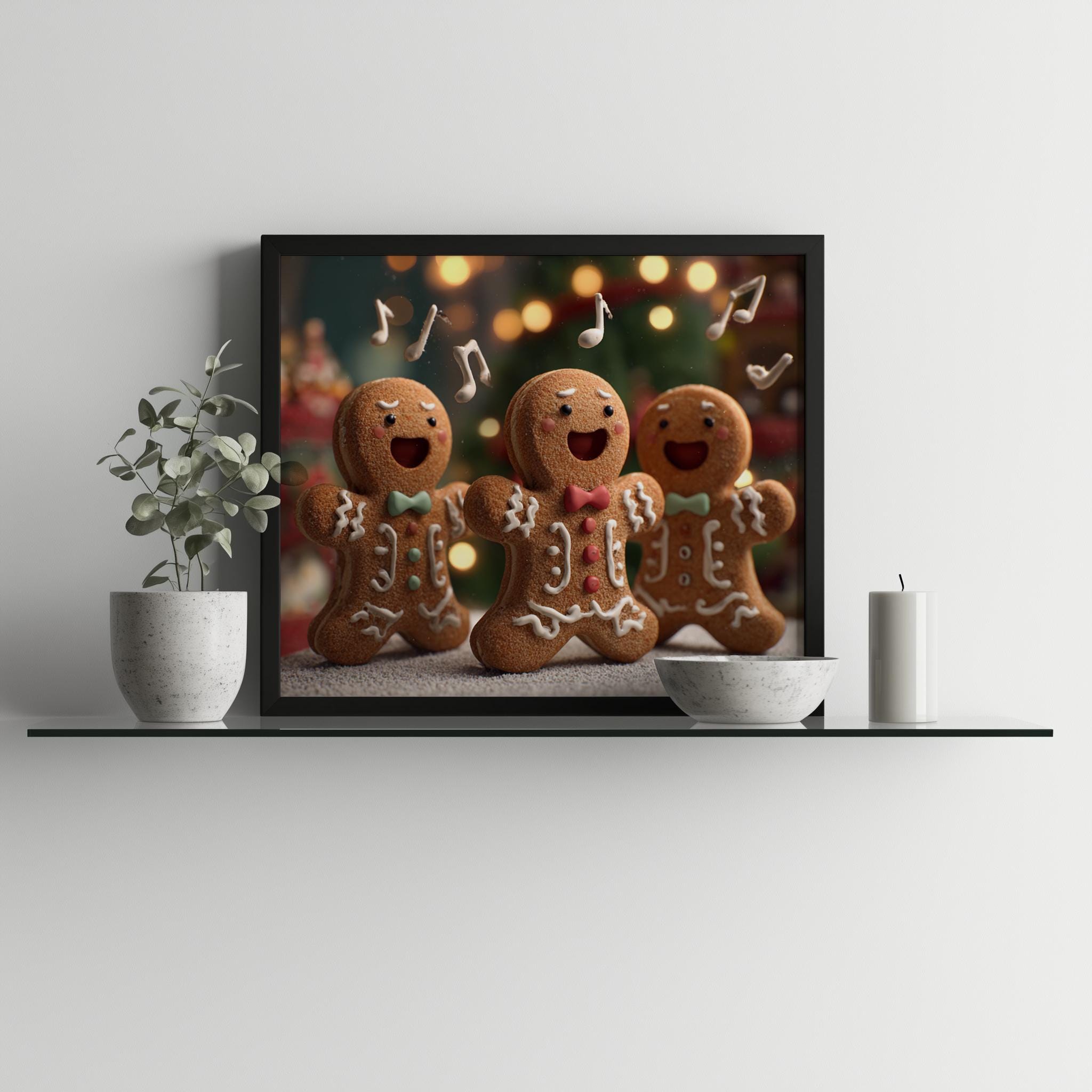 Mary Engelbreit Style Singing Gingerbread Man Choir Christmas Holiday ...