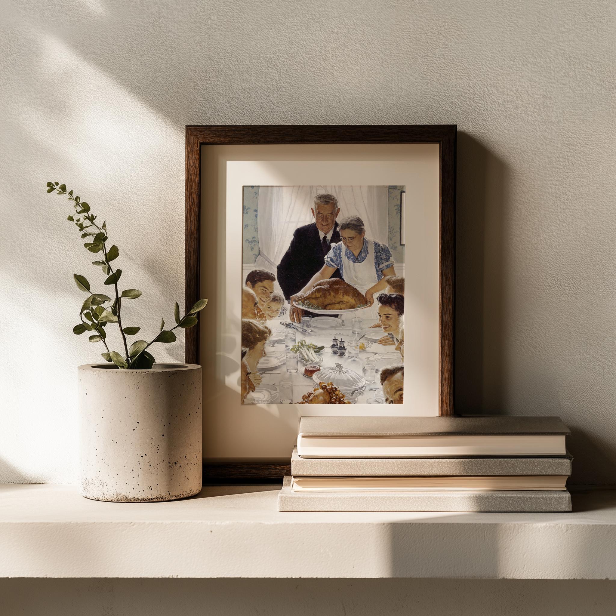 Norman Rockwell Thanksgiving Vintage Holiday Decor Family Dinner Scene ...