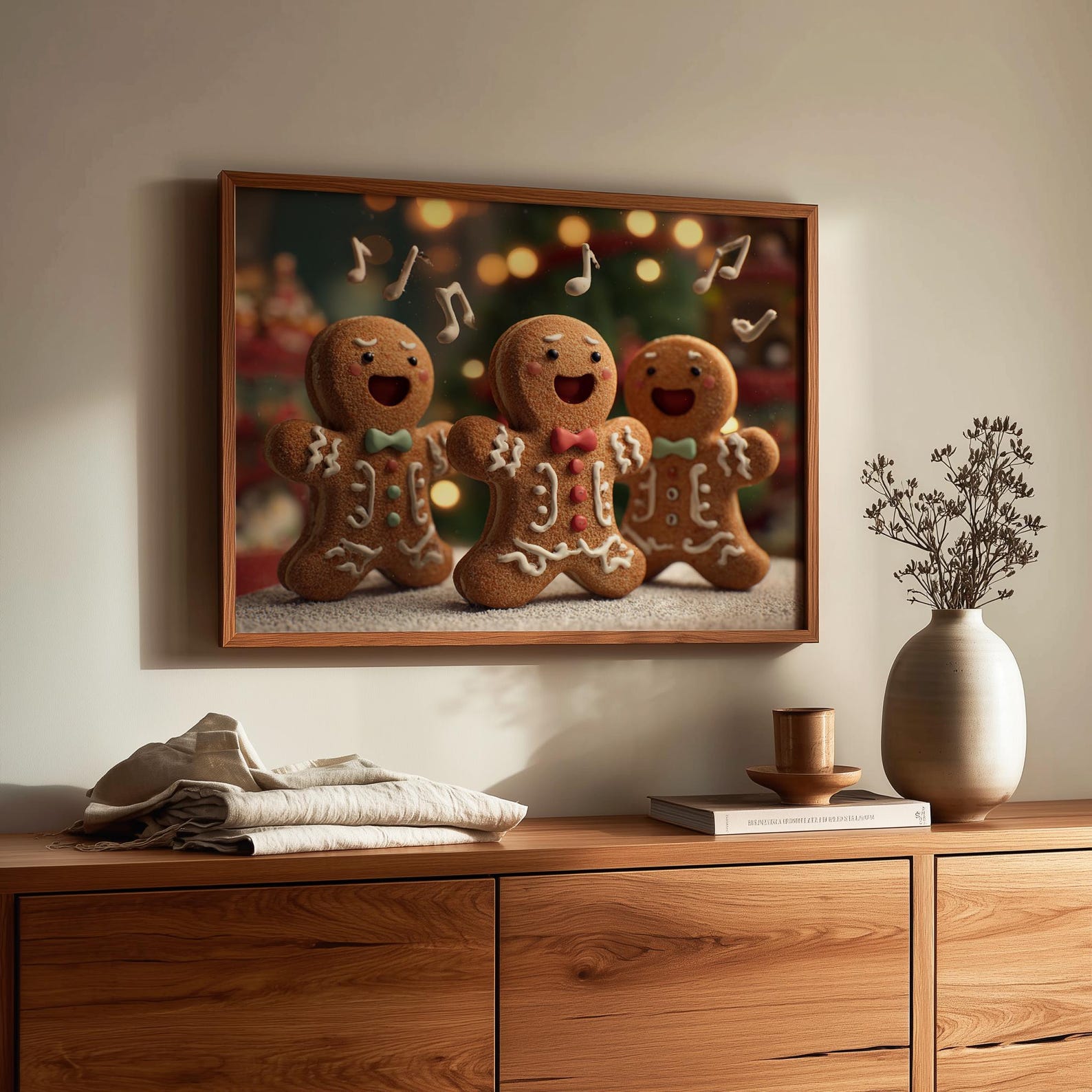 Mary Engelbreit Style Singing Gingerbread Man Choir Christmas Holiday ...