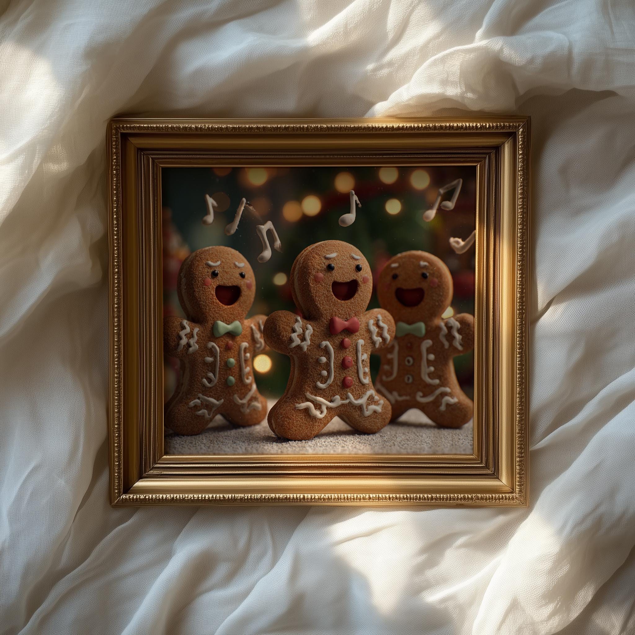 Mary Engelbreit Style Singing Gingerbread Man Choir Christmas Holiday ...
