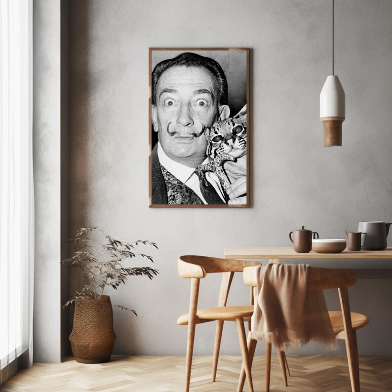 Salvador Dalí With His Pet Ocelot, Iconic Surrealist Surreal Art Canvas ...