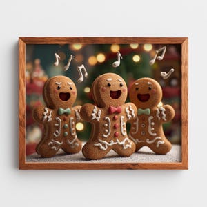 Mary Engelbreit Style Singing Gingerbread Man Choir Christmas Holiday ...