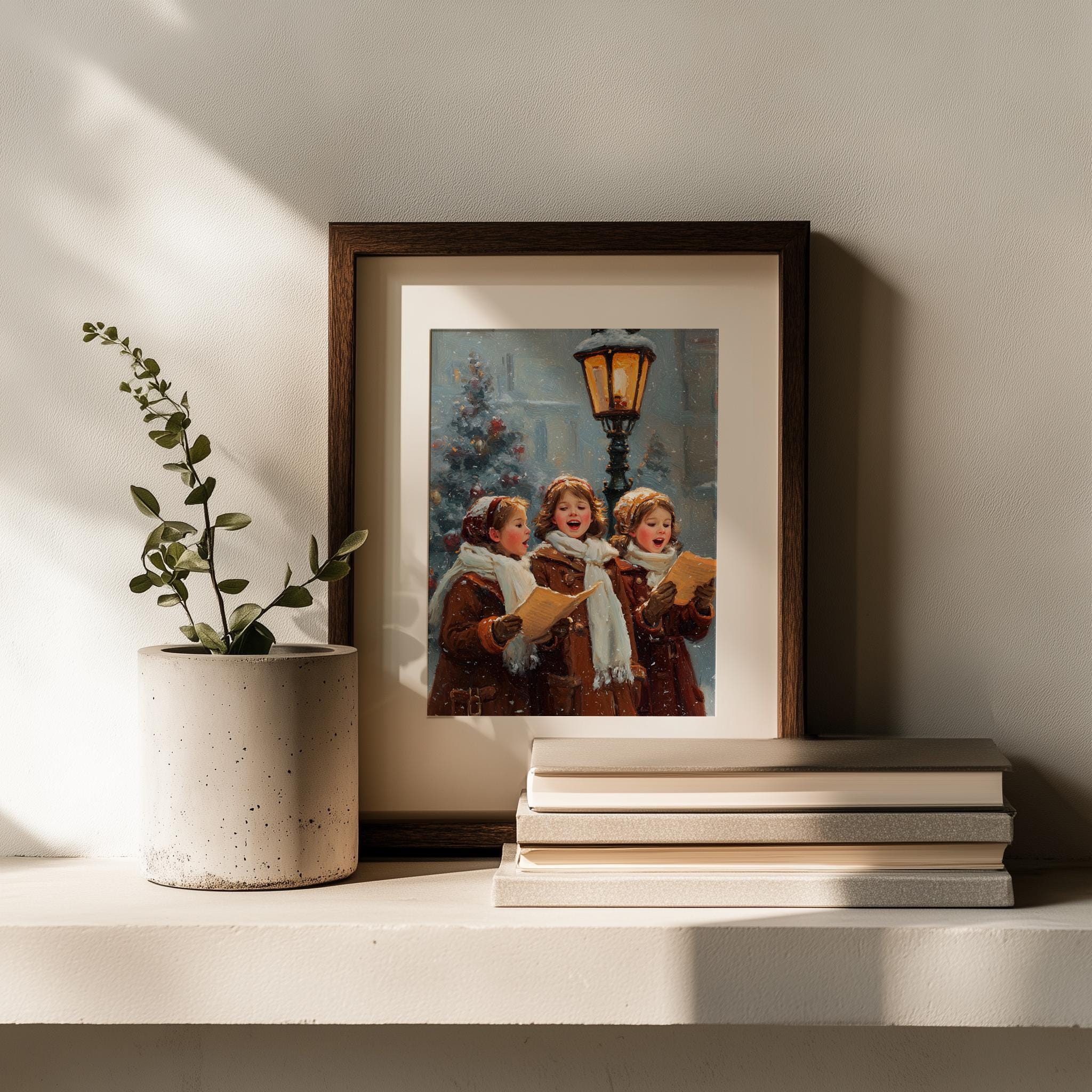 Children Singing Christmas Carols Norman Rockwell Style Holiday Wall ...