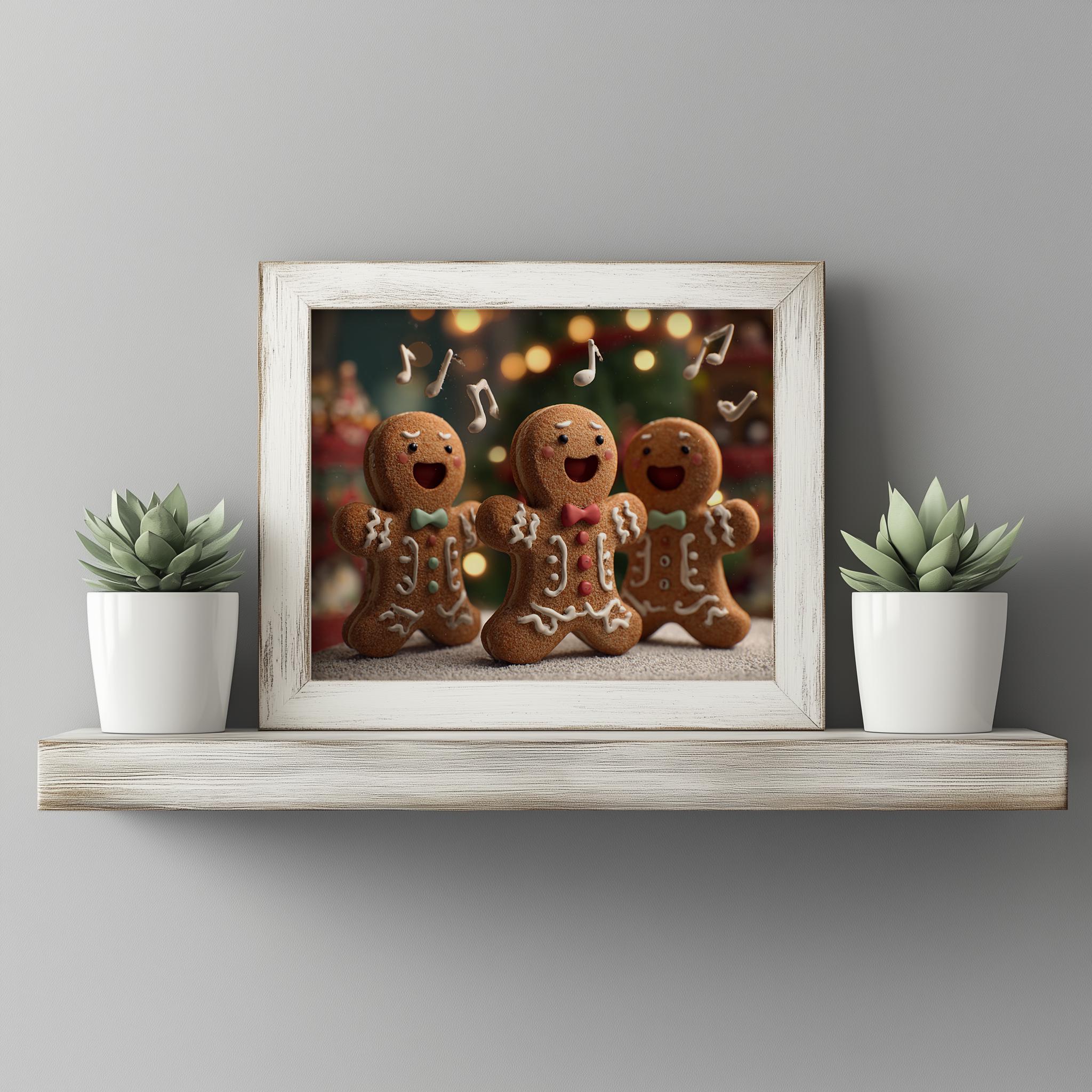 Mary Engelbreit Style Singing Gingerbread Man Choir Christmas Holiday ...