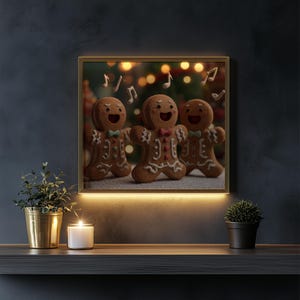 Mary Engelbreit Style Singing Gingerbread Man Choir Christmas Holiday ...