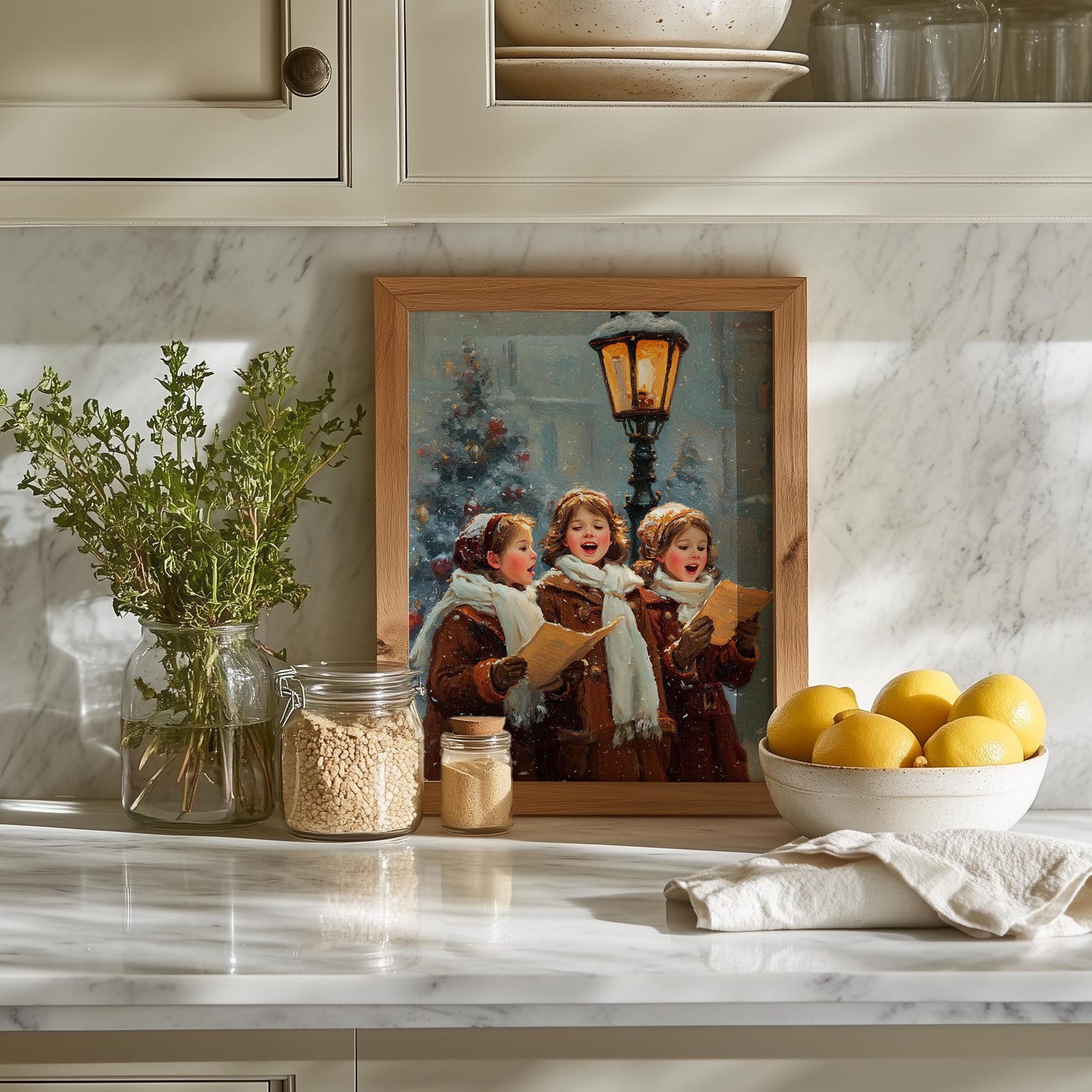 Children Singing Christmas Carols Norman Rockwell Style Holiday Wall ...