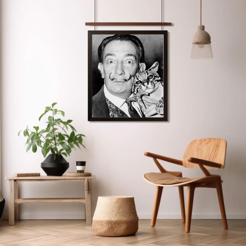 Salvador Dalí With His Pet Ocelot, Iconic Surrealist Surreal Art Canvas ...