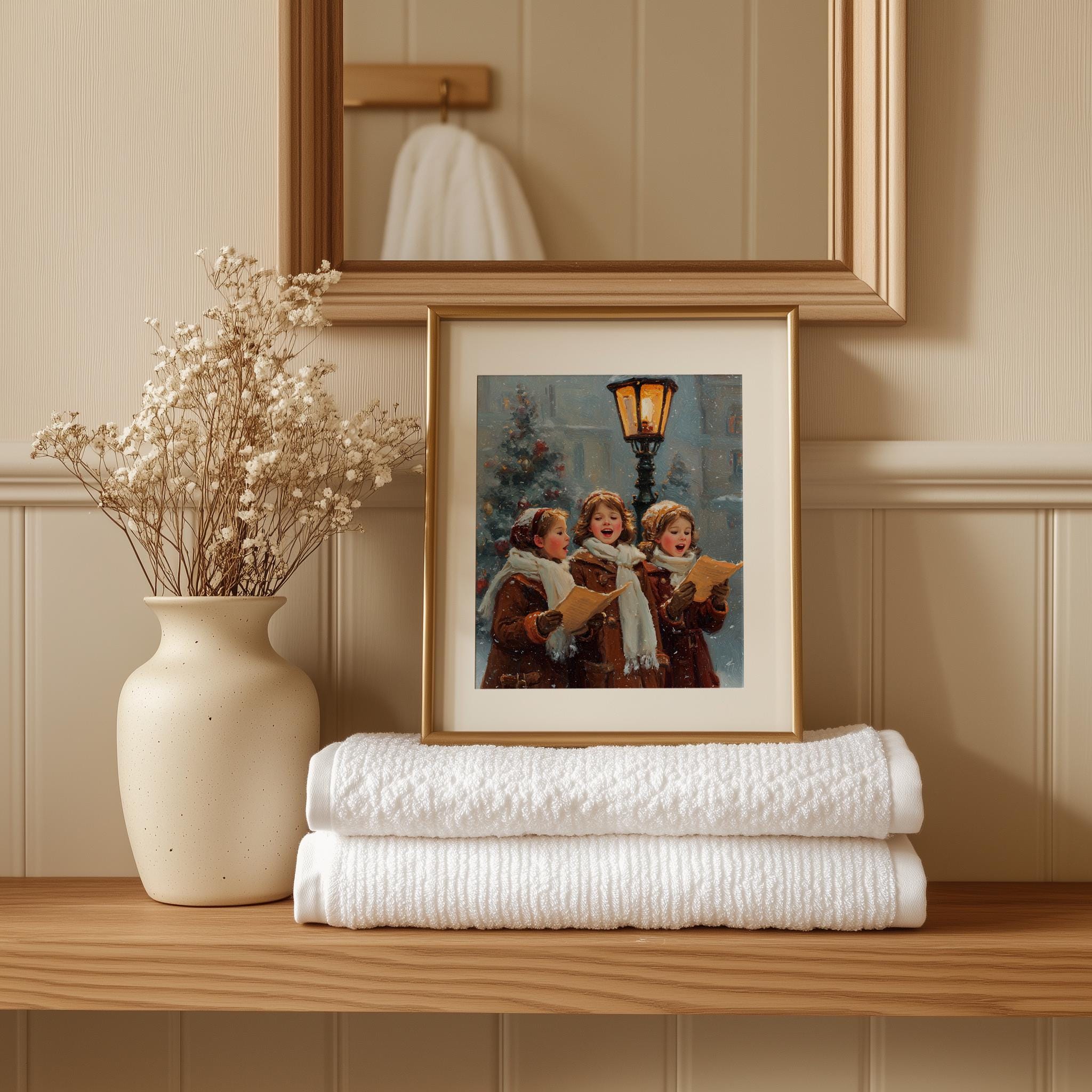Children Singing Christmas Carols Norman Rockwell Style Holiday Wall ...