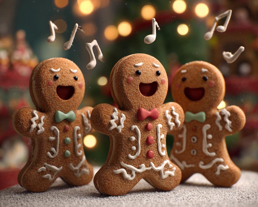 Mary Engelbreit Style Singing Gingerbread Man Choir Christmas Holiday ...