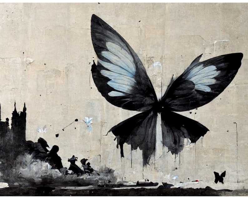 Banksy Street Graffiti Urban Art Butterfly Apocalypse 8x10 Canvas Art ...