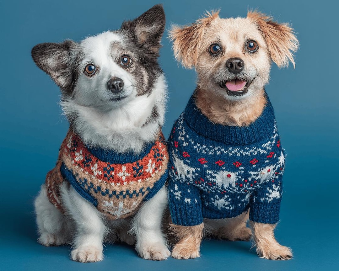 Louis Wain Style Cute Dogs in Ugly Christmas Sweaters Canvas Print, Fun ...