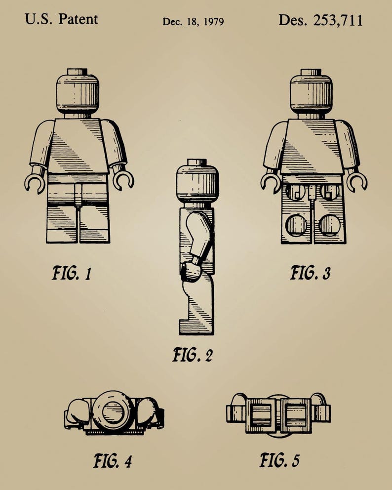 Lego Man Minifigure Figure Patent Print Vintage Toy Collector Blueprint ...