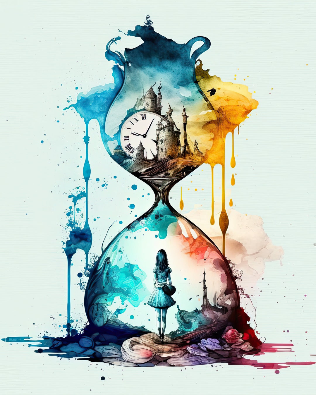 Salvador Dali Surreal Surrealism Alice in Wonderland With Hourglass ...